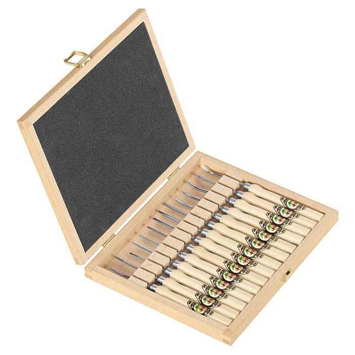 KIRSCHEN Zierschnitzeisen-Satz 14-teilig im Holzkasten 5414000 ...