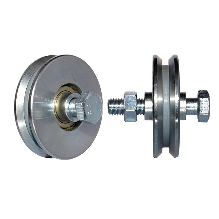 Betz Laufrolle aus Stahl, 80 mm rd, Nute für Winkelstahl, mit 1 Kula ...