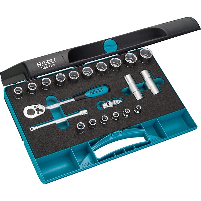 HAZET Steckschlüssel-Satz - Vierkant hohl 10 mm (3/8 Zoll) - Außen-Sechskant-Tractionsprofil ...