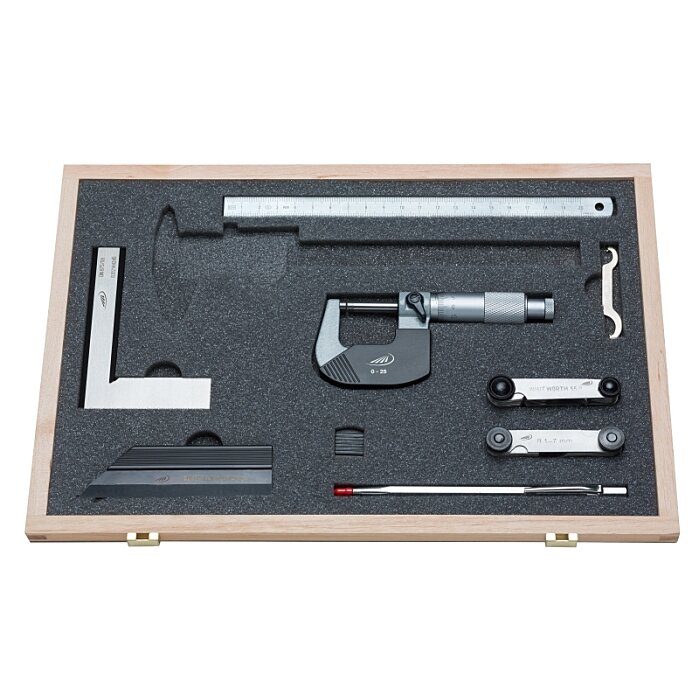 Helios-Preisser Messzeugsatz 8 - teilig mit DIGI - MET Taschenmessschieber, 150mm, rundes ...