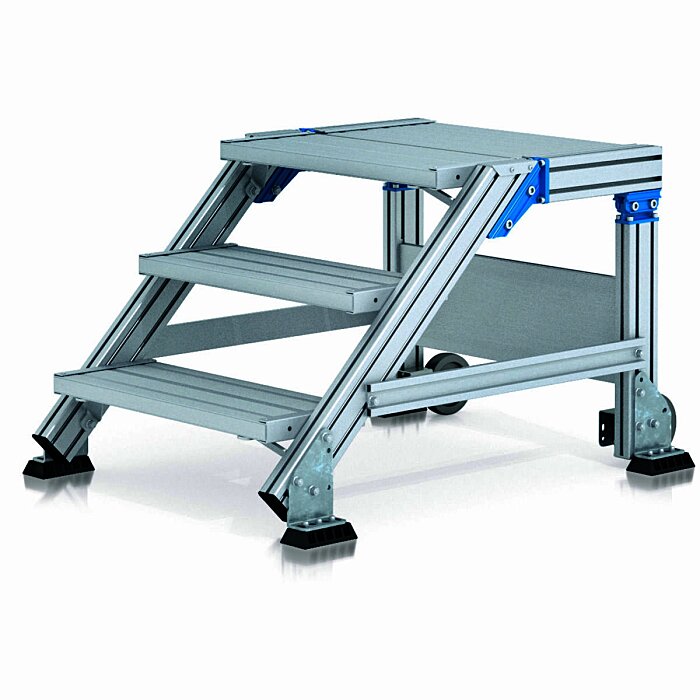 Zarges Treppenpodest fahrbar 60° 4 Stufen, 1000 mm breit, Höhe 0,99 m ...