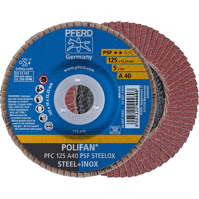 PFERD POLIFAN-Fächerscheibe PFC 125 A 40 PSF STEELOX 67744125 ...