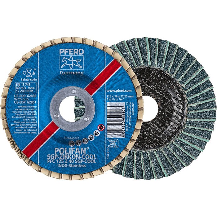 PFERD POLIFAN®-Fächerscheibe PFC 125 Z 40 SGP-COOL/22,23 67783125 ...