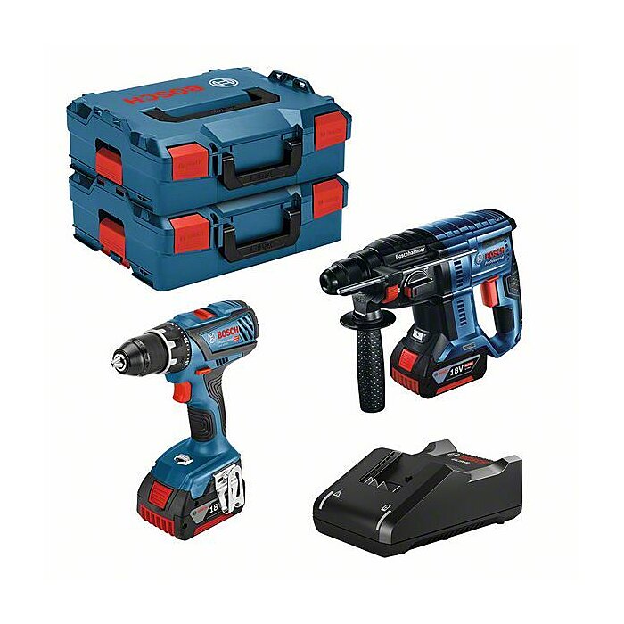 Bosch 18V-Set: GSR 18V-28 + GBH 18V-21 + 2 x GBA 4.0Ah + GAL 18V-40 + L-BOXX 0615990M0R ...