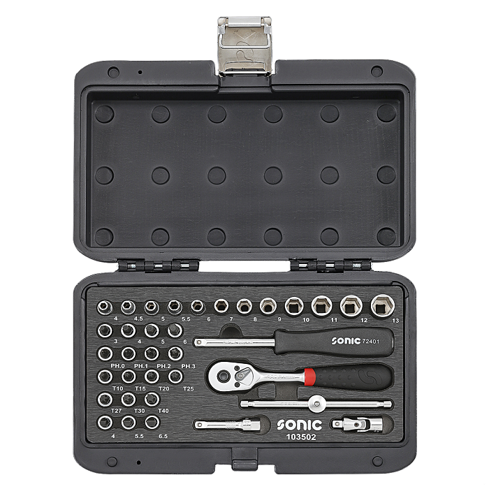Sonic Socket & bit set 1/4’’, 35 pieces BMCS 103502 4715898540250 4715898540250-2260 ToolTeam T ...