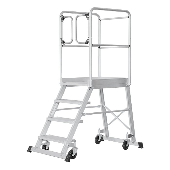 HYMER Podesttreppe fahrbar, einseitig begehbar, 4 Stufen, Standhöhe 0 ...