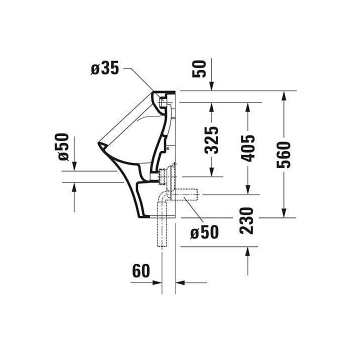 Duravit Urinal DURASTYLE 300x340mm Zul v hint m Fl iege HG weiß ...