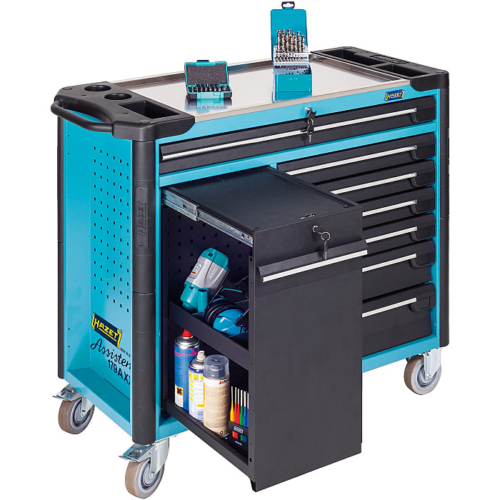 HAZET Werkstattwagen Assistent - Schubladen flach: 4x 80x527x398 mm - Schubladen hoch: 2x ...