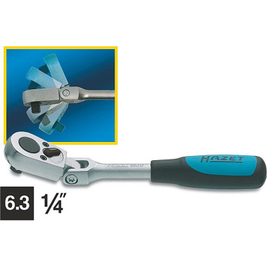 HAZET Umschaltknarre mit Gelenk - Vierkant massiv 6,3 mm (1/4 Zoll ...