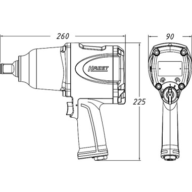 HAZET Schlagschrauber - Lösemoment maximal: 1800 Nm - Vierkant massiv 20 mm (3/4 Zoll ...