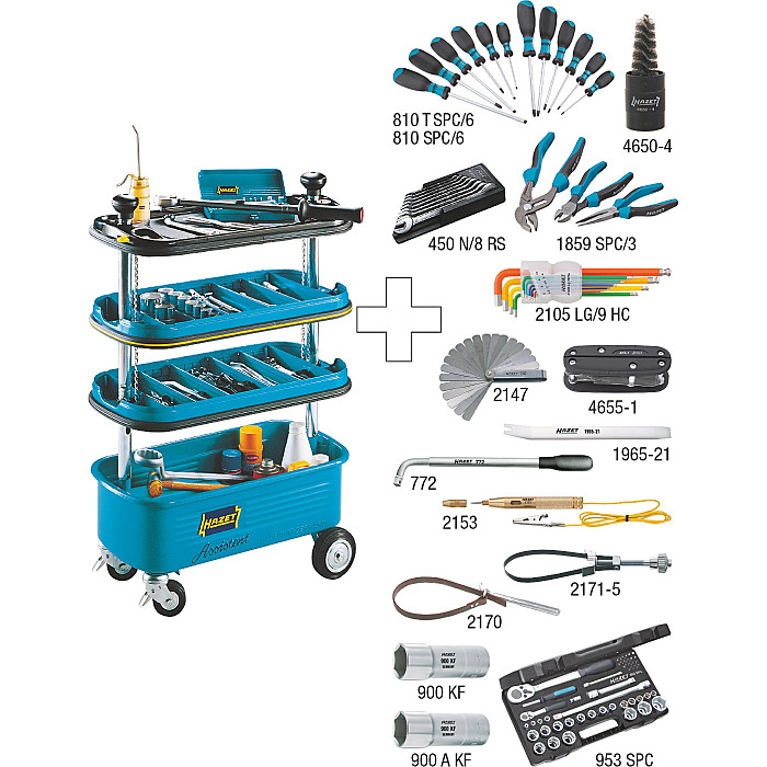 HAZET Werkzeugwagen Assistent 166N inkl 89tlg Sortiment 166N/89 4000896190225 4000896190225-50 ...