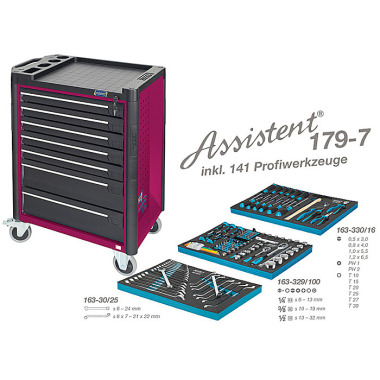HAZET Werkzeugwagen Assistent 179-7 pink inkl. 141 Profiwerkzeuge ...