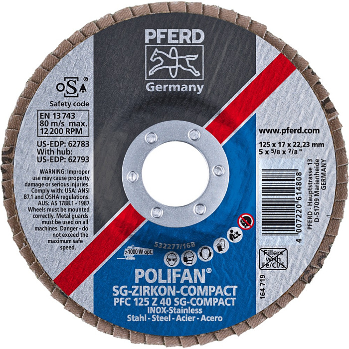 PFERD POLIFAN®-Fächerscheibe PFC 125 Z 40 SG-COMPACT/22,23 67780125 4007220614808 4007220614808 ...