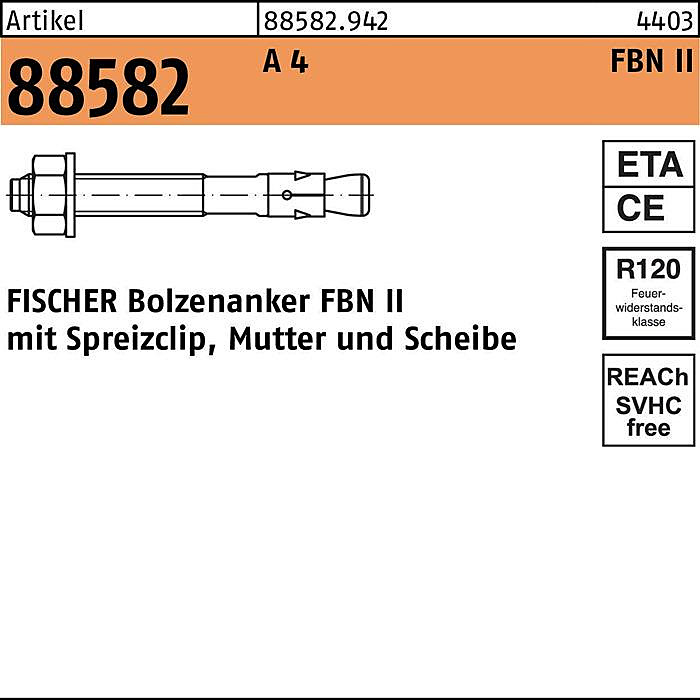 Fischer Bolzenanker R 88582 FBN I I 16/50 A 4 10 Stück FISC HER ...