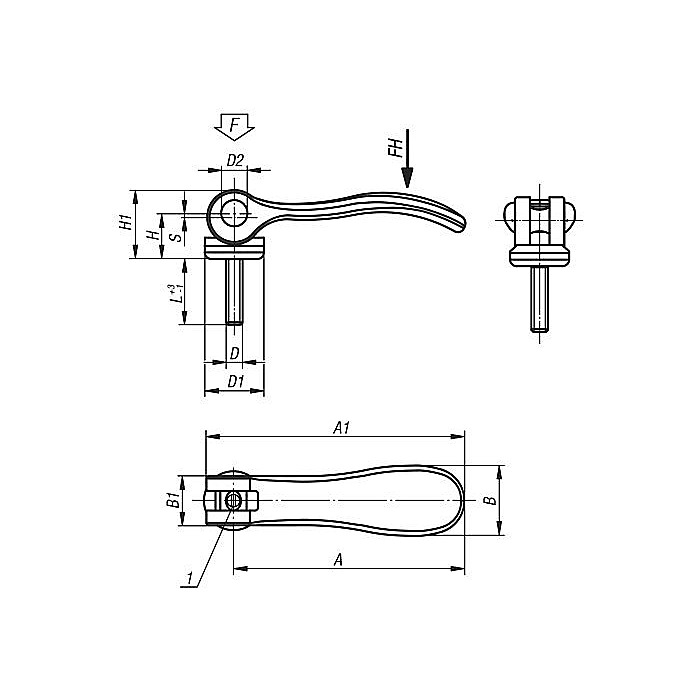 KIPP Exzenterhebel einstellbar Gr.9 M04X10 B=14,4 Aluminium, rot ...