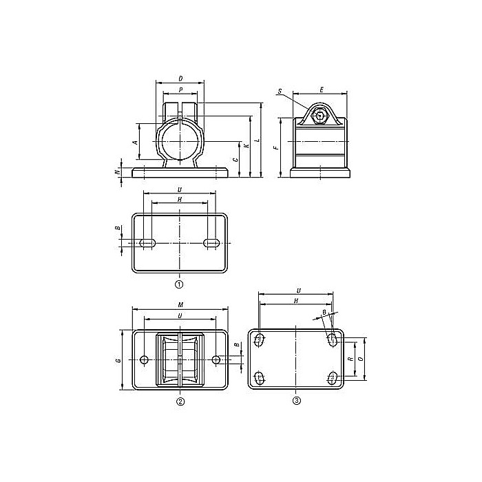 KIPP Rohrverbinder mit Flansch M=50 G=35 L=41 Aluminium, für rundrohre ...