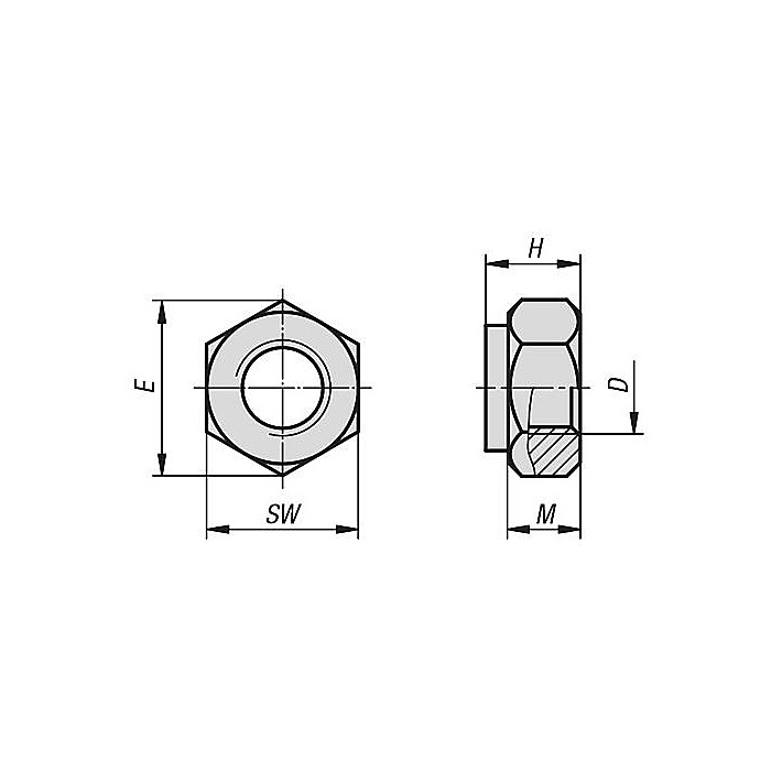 KIPP Sechskantmutter mit Klemmstück Din980 M16, Sw=24, Form: V, Stahl ...