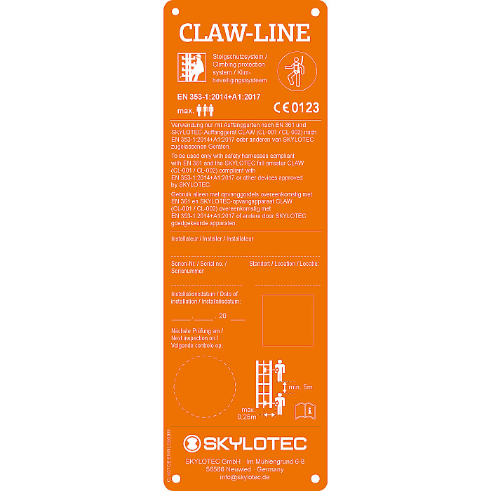 SKYLOTEC CLAW Line Label Systemschild CL-007-2 4030281283089 ...