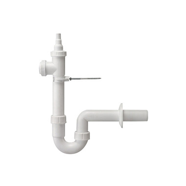 Otto Haas PP-Waschmaschinen-Siphon DN 50, weiss mit 2 Kombi-Geräteanschlüssen 1" und 3/4", nach ...