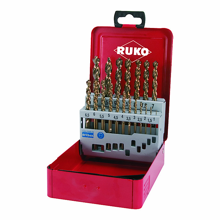 Ruko Twist drill set DIN 338 type TURBO HSS ground in steel case 214614 ...