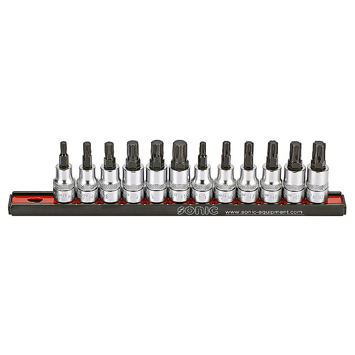 Sonic Bit socket set 3/8’’, ribe & Triple Square on rail 12 parts 12 ...