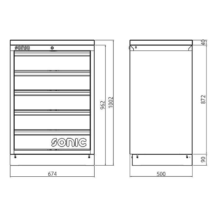 Sonic MSS 674 mm cabinet without top blade 47647 4715898545590 ...