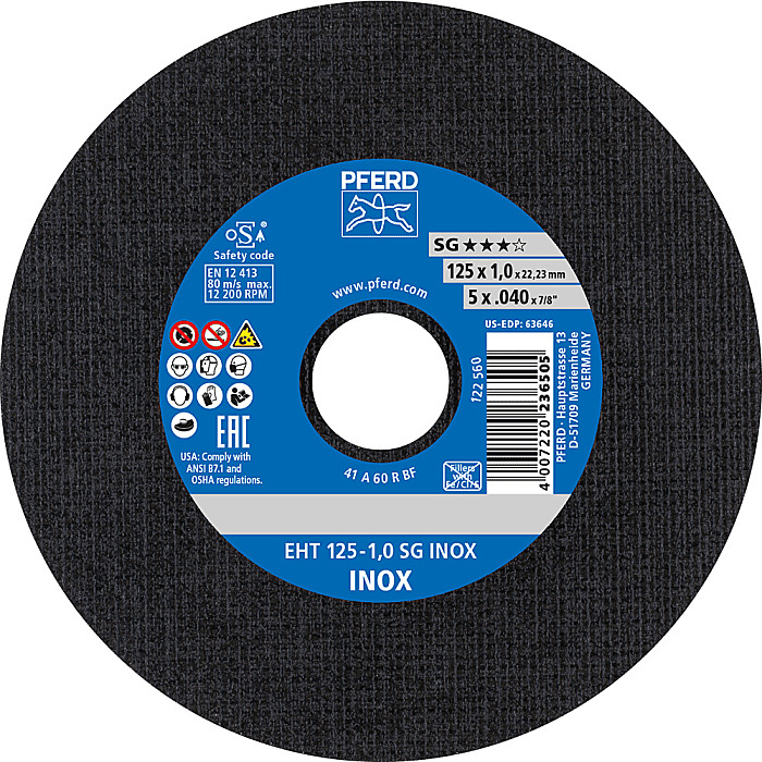 PFERD Cutting disc EHT 125-1.0 SG INOX 61341116 4007220095829 ...