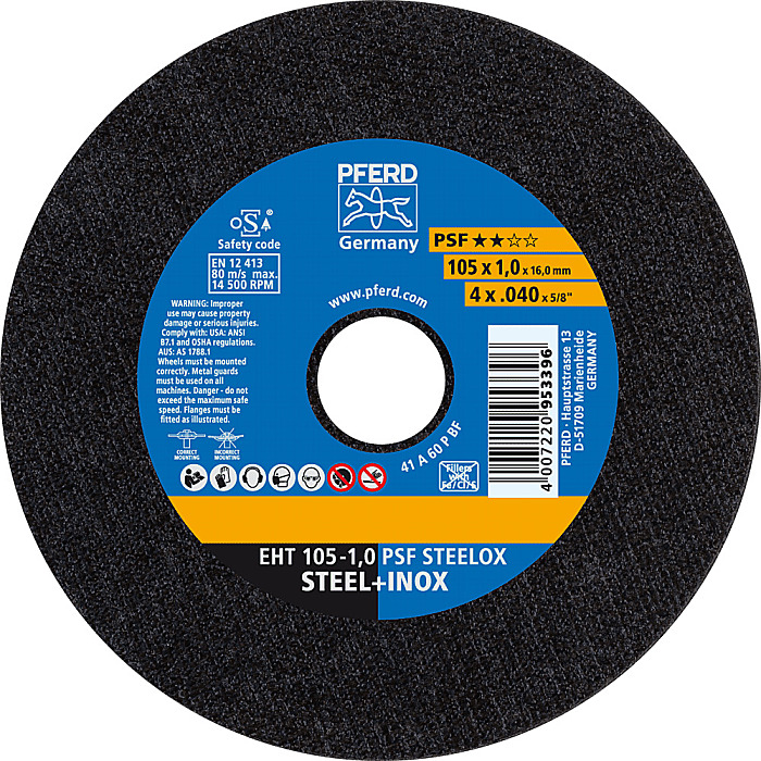 PFERD Cutting disc EHT 105-1.0 PSF STEELOX/16.0 61741105 4007220098493 4007220098493-57 ToolTeam ...