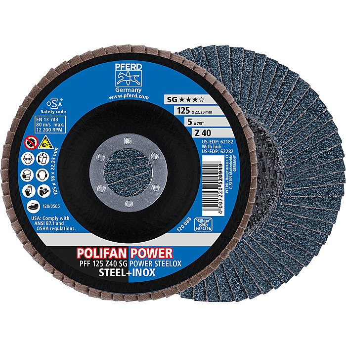 PFERD POLIFAN fan disc PFF 125 Z 40 SG POWER STEELOX 67684125 4007220167625 4007220167625-57 ...