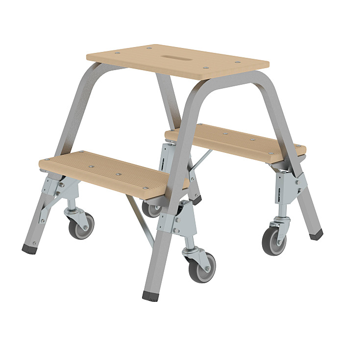 MUNK Steel and wood step stool with swivel castors 2x2 steps 39022 ...
