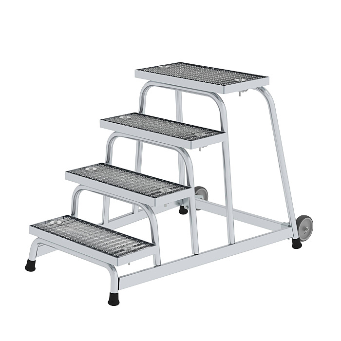 MUNK Work platform rigid steel grating with castors 4 steps 51020 ...