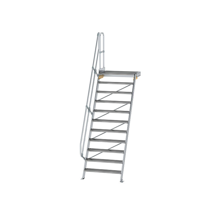 MUNK Stairs with 60° platform, step width 1,000 mm 11 steps Grooved ...