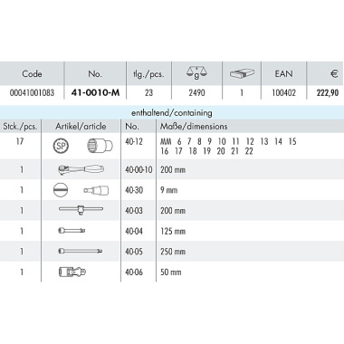Heyco Socket Set, 3/8", 23 pcs. 00041101083 4024089100419 4024089100419 ...