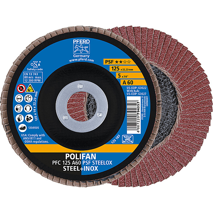 PFERD Disque à lamelles POLIFAN PFC 125 A 60 PSF STEELOX 67746125 4007220444610 4007220444610-57 ...