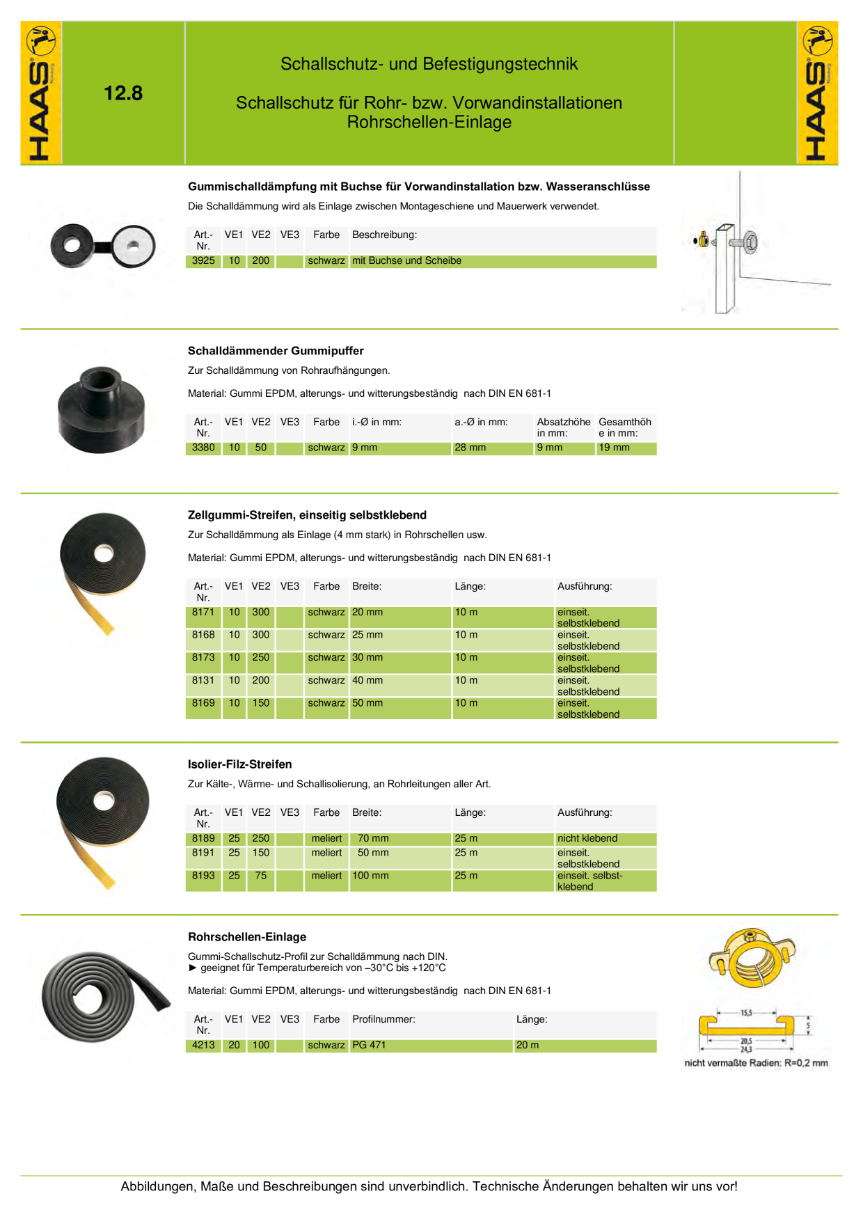 Otto Haas Gummi-Schalldämpfung mit Buchse für Vorwandinstallation bzw ...