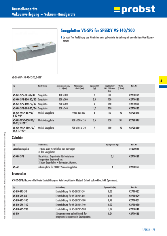 Probst Saugplatte VS-GH-SPS-200-85/34 mit Gegenhalter, WLL 200 kg bei ...