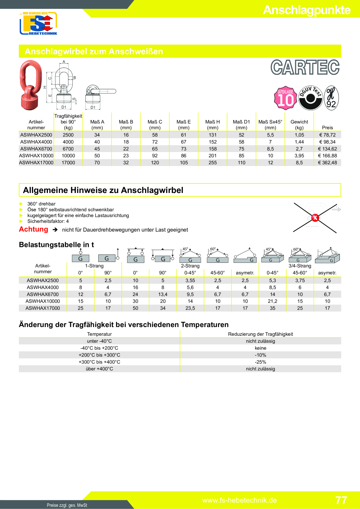 FS Hebetechnik Ketten Anschlagketten Gurte Zurrgurte Ladungssicherung - Seite 77