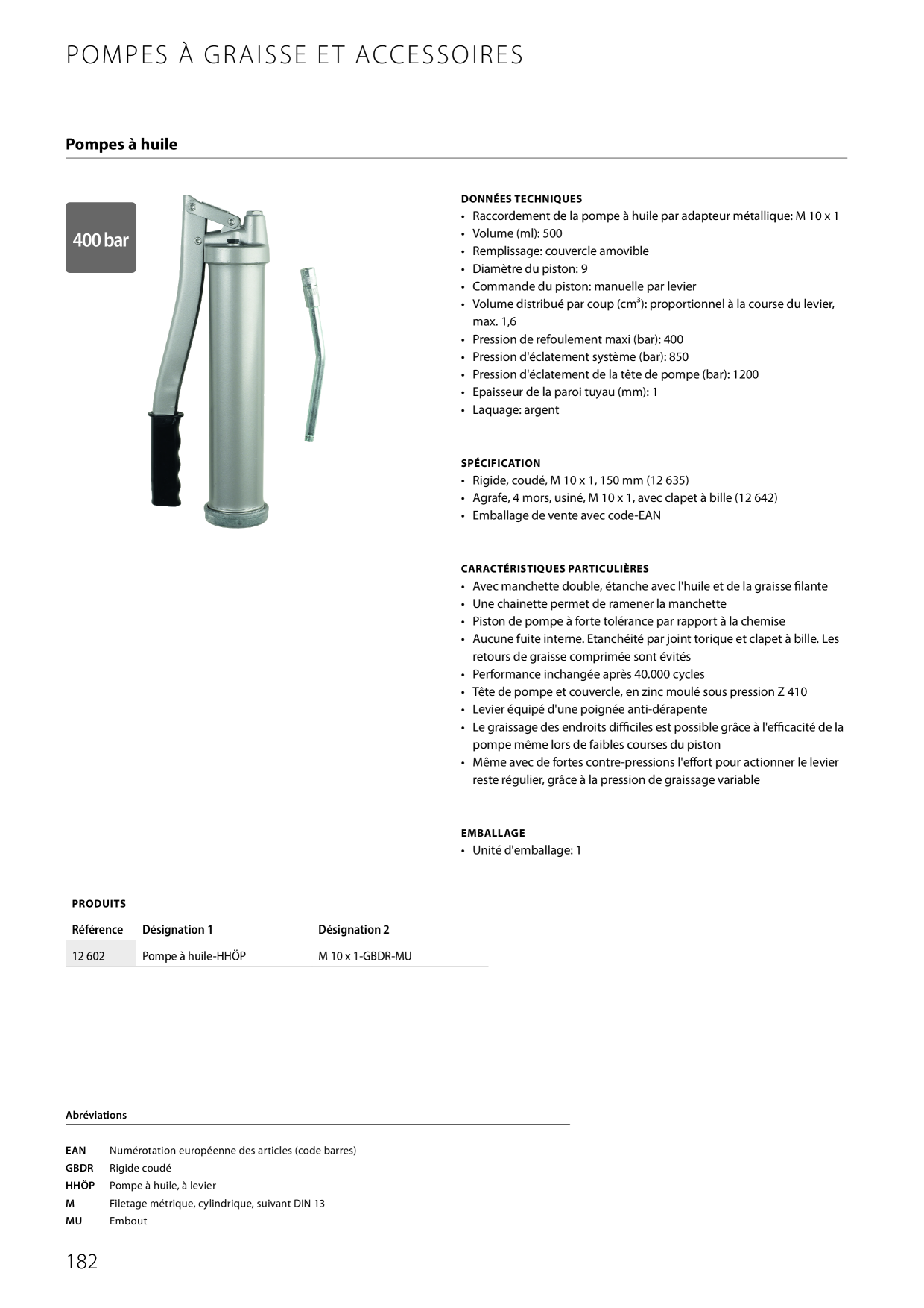 PRESSOL catalogue TECHNIQUE DE LUBRIFICATION lubrificateurs - Page 182