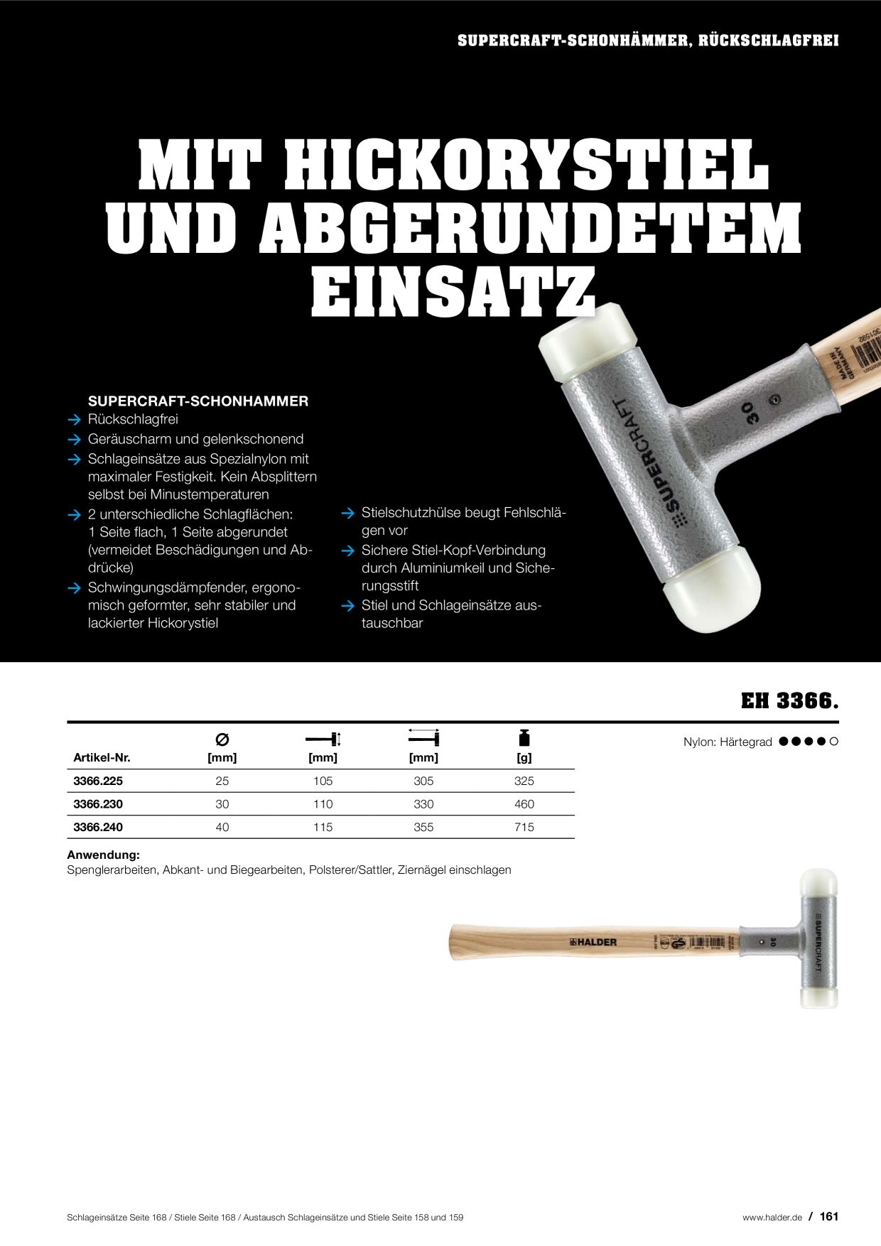 HALDER Katalog Handwerkzeuge Schonhammer Kombihammer Klopfer - Seite 161