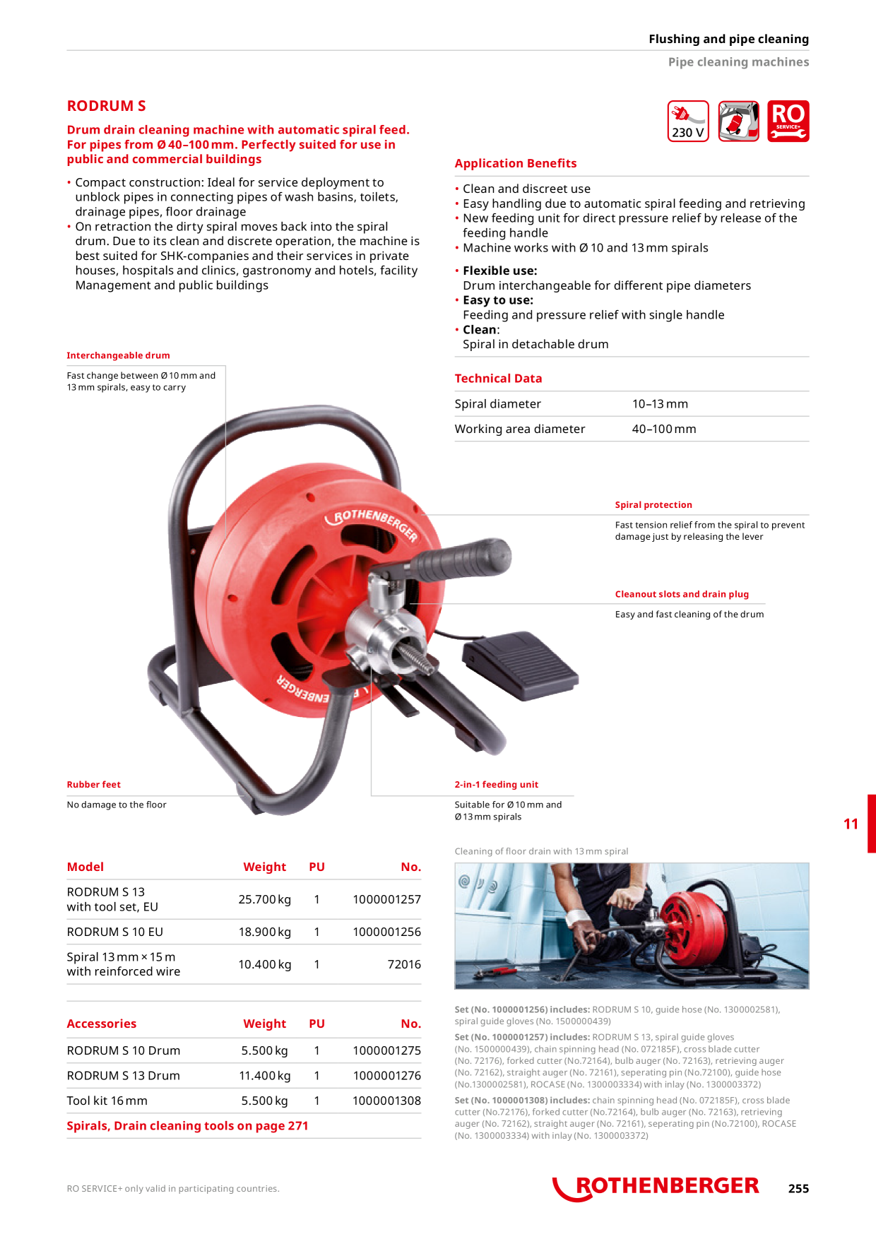 Rothenberger R750 drain cleaning machine with guide hose 72689 ...