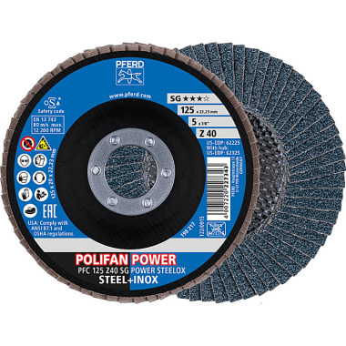 PFERD POLIFAN-lamellenschijf PFC 125 Z 40 SG POWER STEELOX 67784125 4007220167939 4007220167939 ...